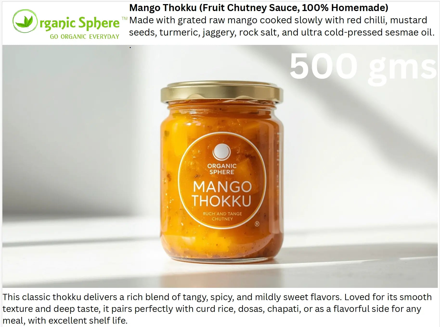 Mango Thokku (Fruit Chutney Sauce, 100% Homemade)